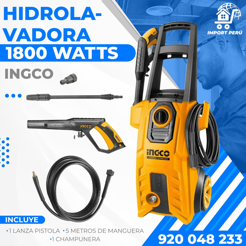 Hidrolavadora Eléctrica Ingco 1800w – importperusac.com